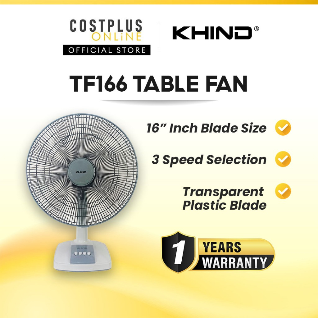 Khind TF166 16" Table Fan with Safety Thermal Fuse High Performance ...