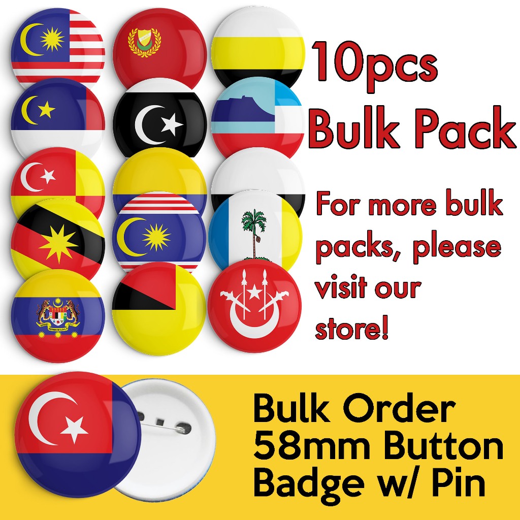 Bulk Pack 10pcs Malaysia State Flag Bendera Negeri Msia Merdeka 58mm ...