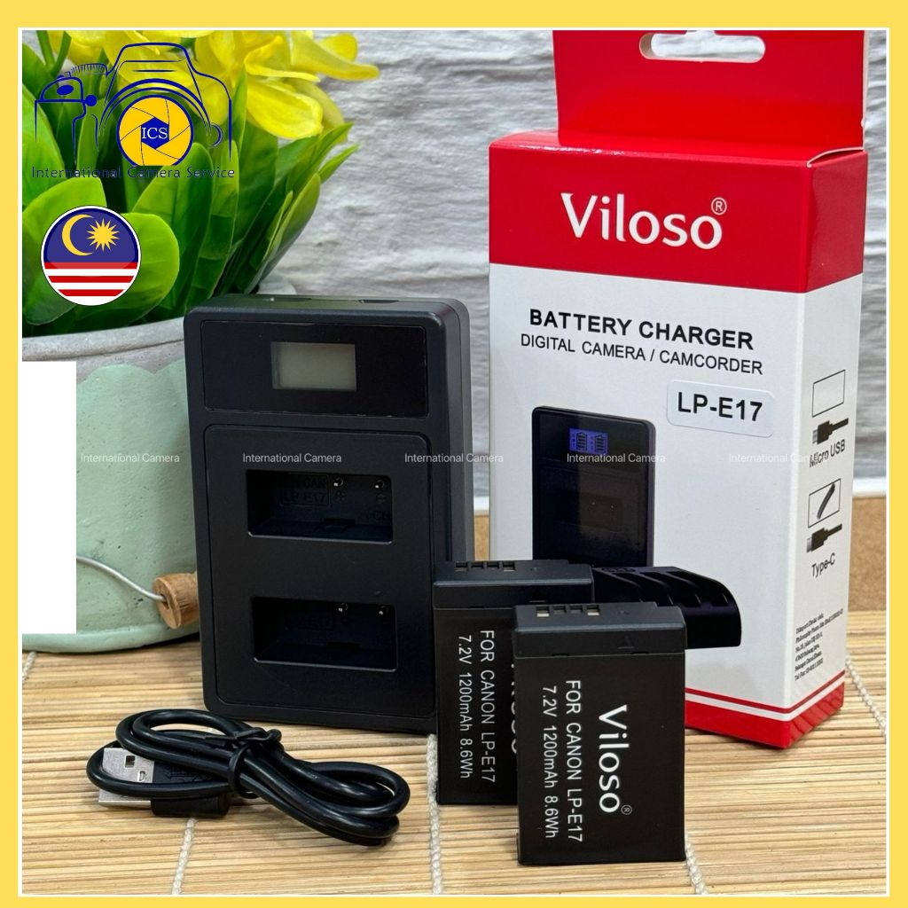 Viloso LCD USB Dual Charger (Type C For Canon LP-E17 Battery and ...