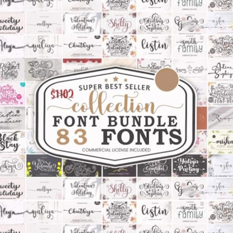 [ FONT ] 83 Fonts - Cute Handwritten Display - Collection Font Bundle ...