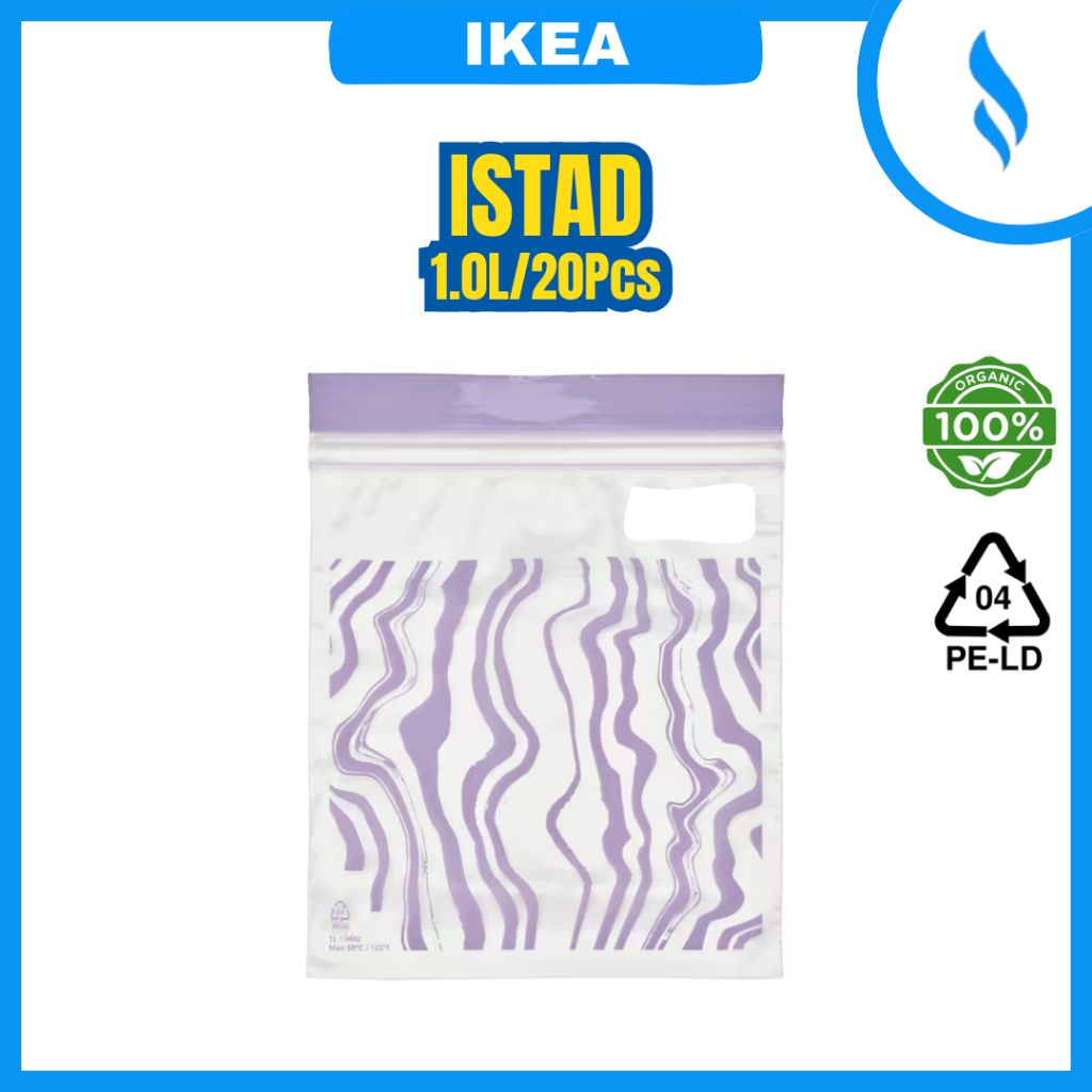 IKEA ISTAD Purple 1.0L 20Pcs Resealable Storage Bag Double Ziplock ...
