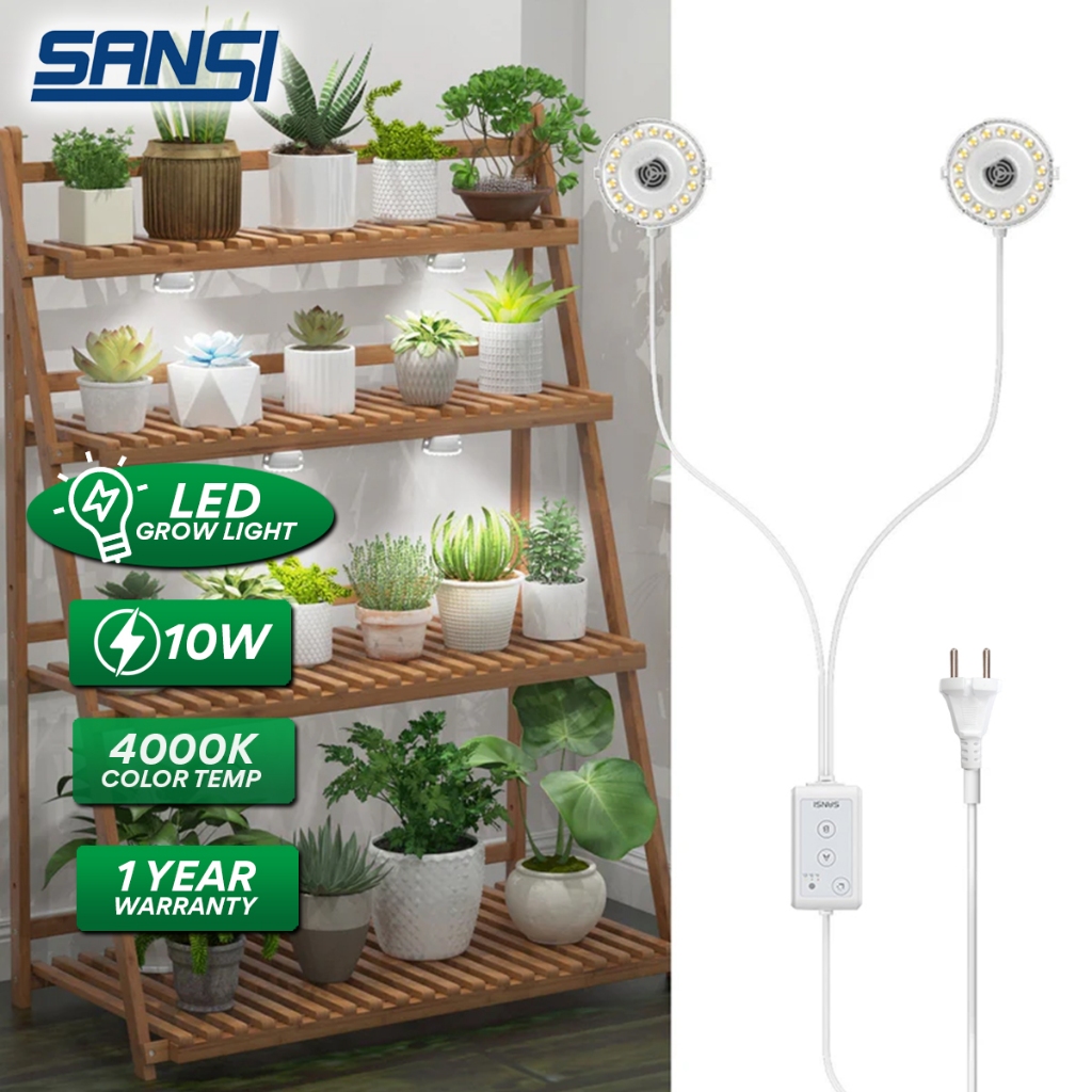 SANSI 10W 2-Head Stickable LED Grow Light 4000K Daylight Full Spectrum ...