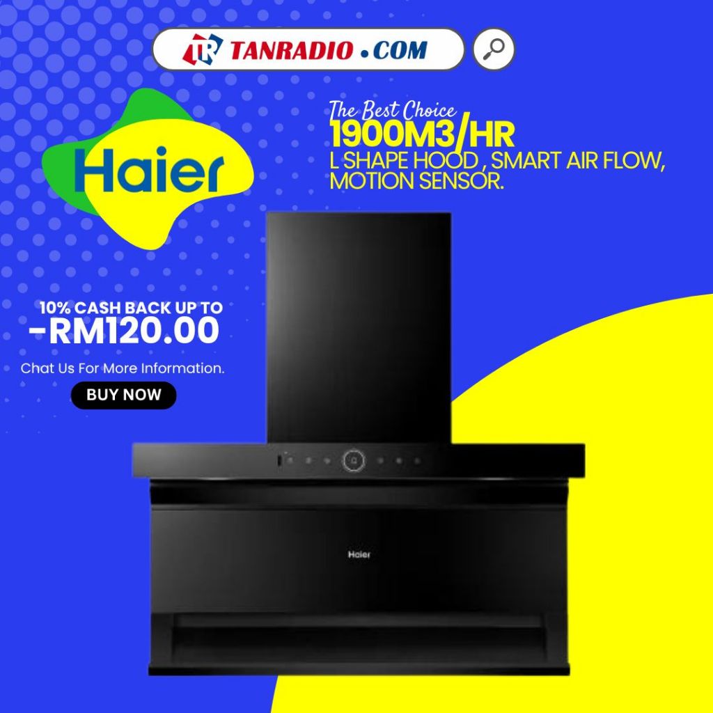 HAIER 1900m3/HR L SHAPE HOOD, SMART AIR FLOW, MOTION SENSOR, HEAT AUTO ...