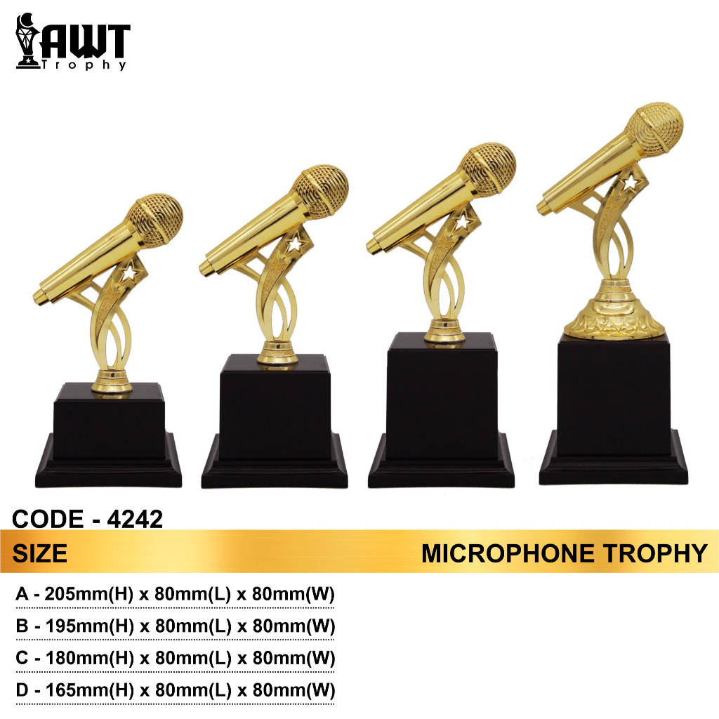 BEST QUALITY PLASTIC TROPHY (MICROPHONE TROPHY) | Shopee Malaysia