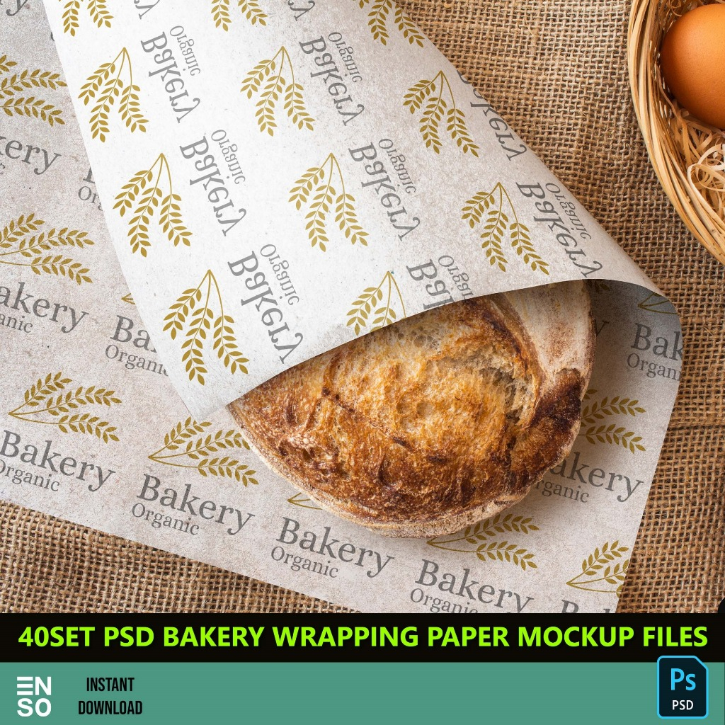 40-Set PSD Bakery Bread Wrapping Paper Mockup Files | PHOTOSHOP ...