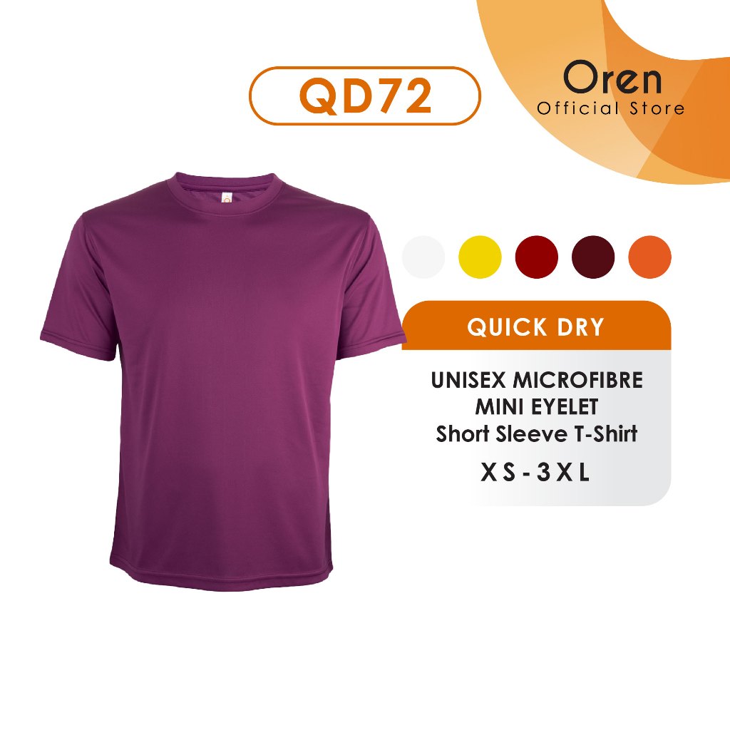 Oren Sport QD Quick Dry Mini Eyelet Plain T-Shirt QD72 | Shopee Malaysia