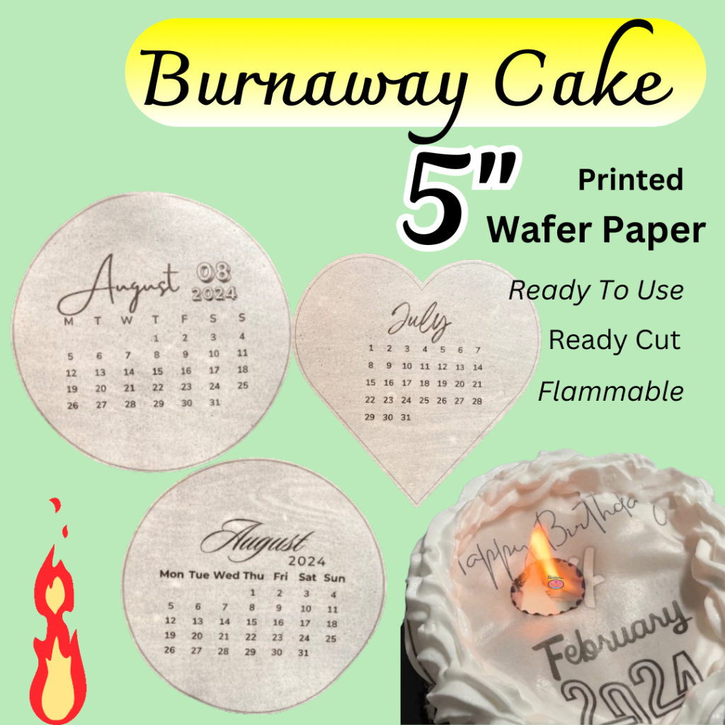 Burn Away cake Wafer paper, Size 5",Edible, Burn paper cake flame paper ...