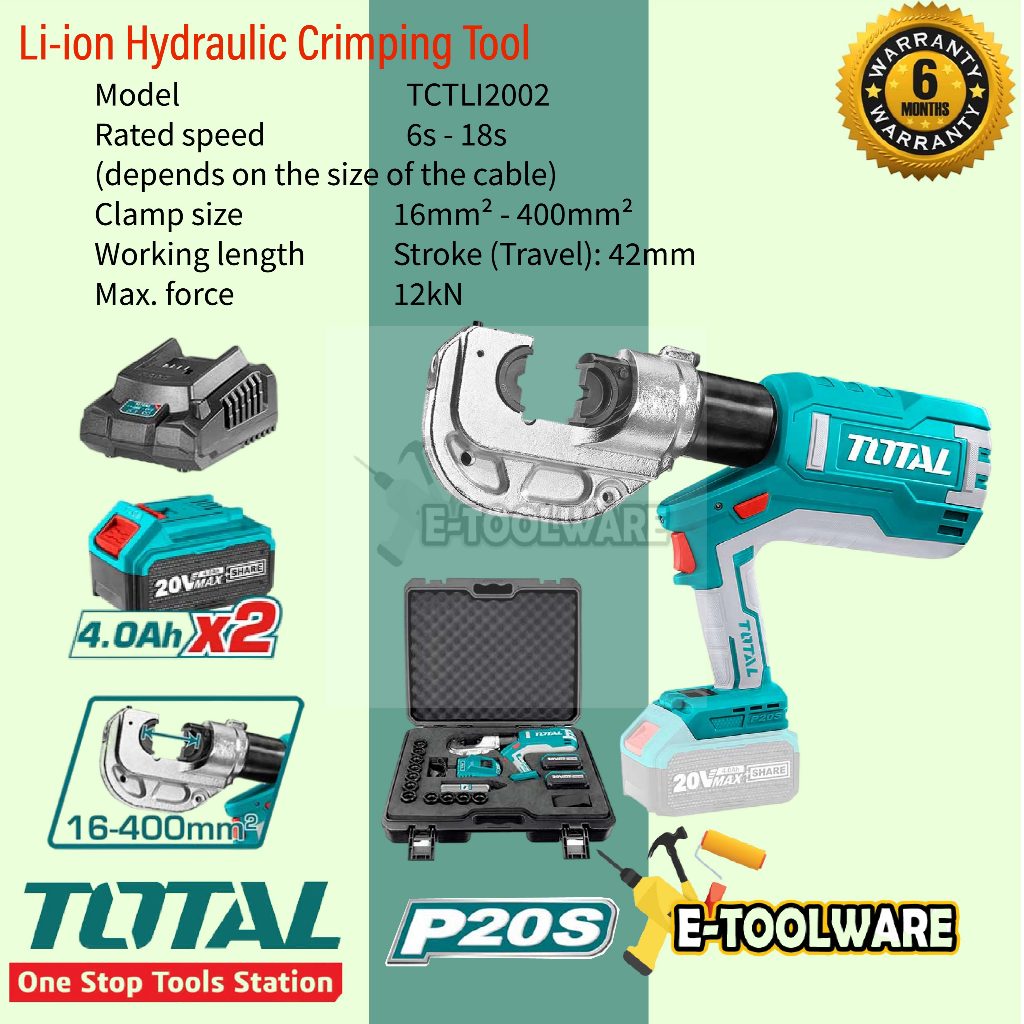 Total TCTLI2002 Li-ion Hydraulic Crimping Tool P20S 20V | Shopee Malaysia