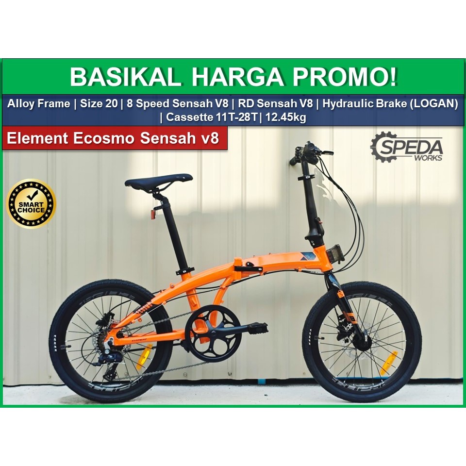 Folding Bike | Element Ecosmo Sensah V8 Shopee Edition | Basikal Lipat ...