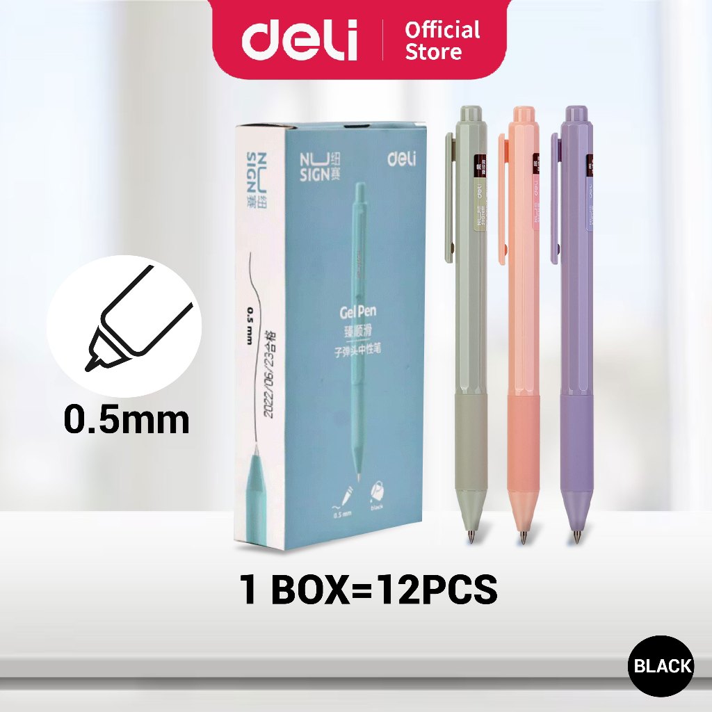 Deli Nusign Gel Pen 0.5mm Retractable Quick-Drying Smooth Writing Ball ...