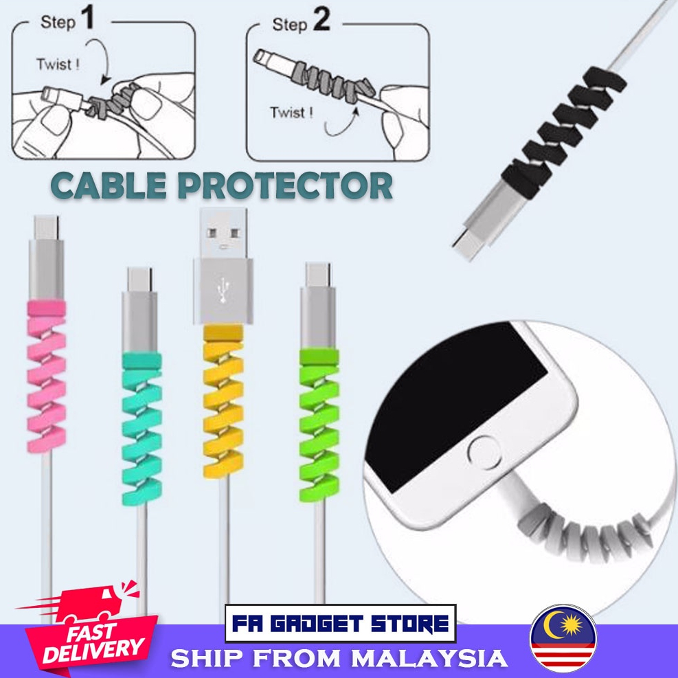 Universal Spiral Silicone USB Charge Cable Cord Protector Cable Wire ...
