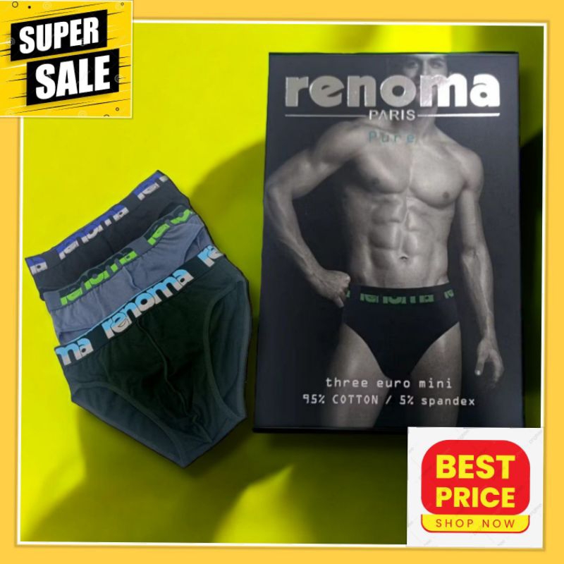 [3 PCS/BOX] RENOMA PARIS PURE MEN'S BRIEF UNDERWEAR | Shopee Malaysia