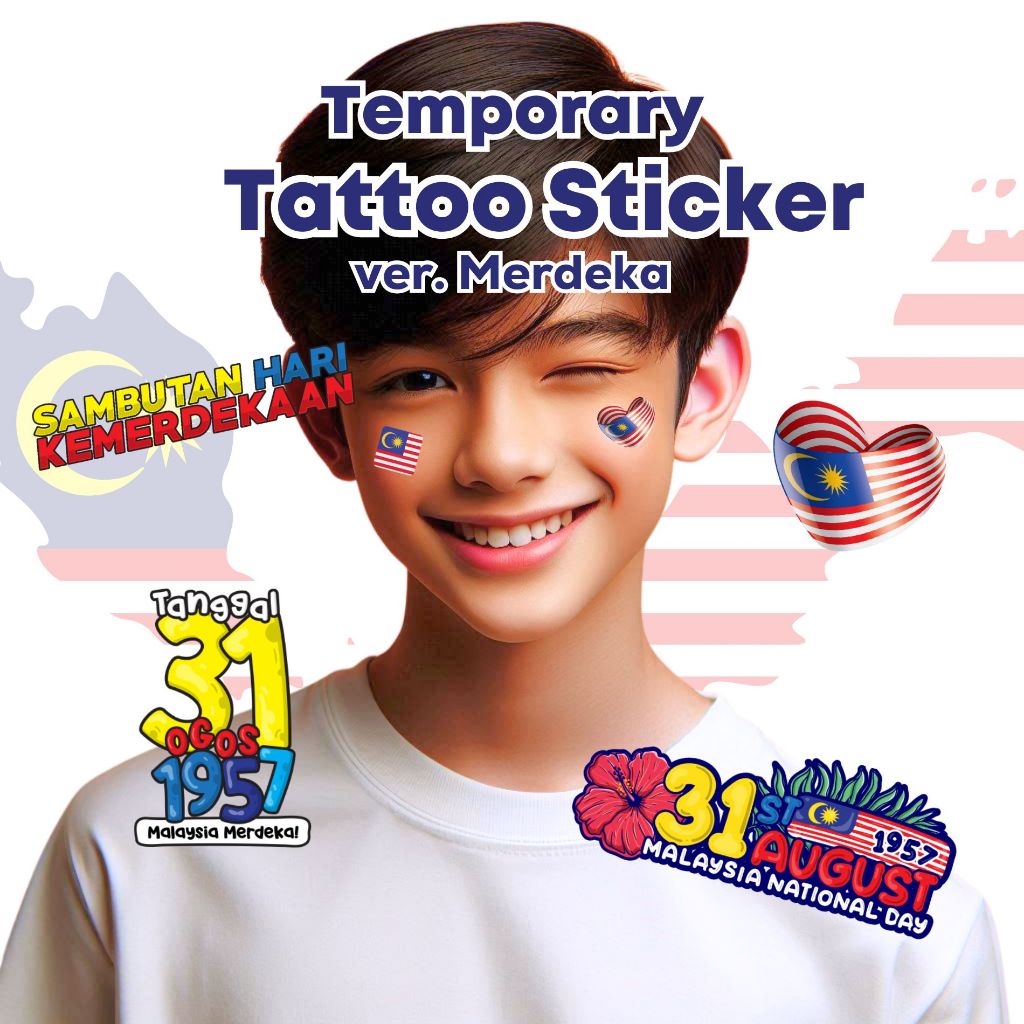 Merdeka Tattoo Sticker Temporary Stiker Tatoo Hari Malaysia | Shopee ...
