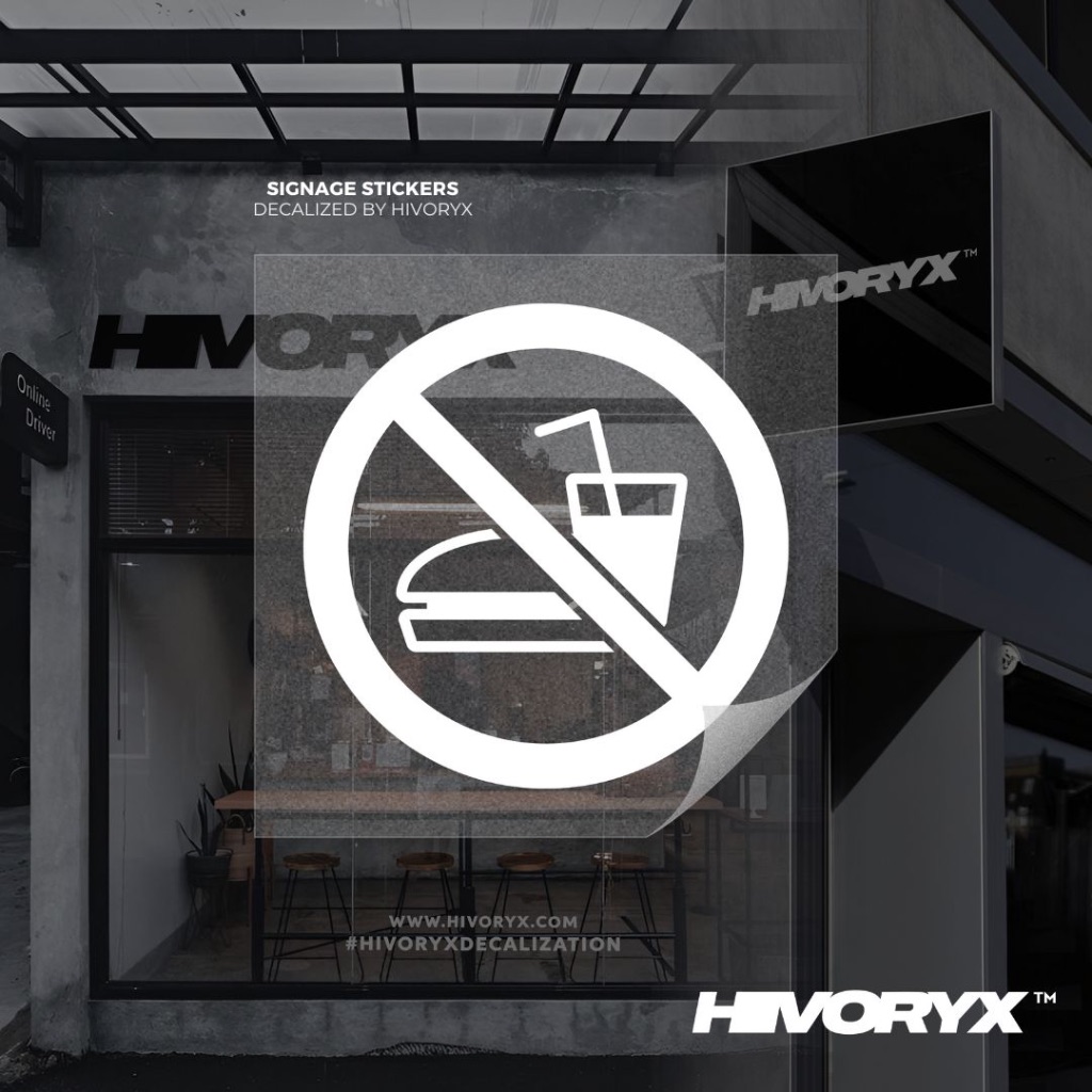 「NO FOOD ALLOWED STICKER」COMMERCIAL SHOP BUSINESS SIGNAGE SERIES CAR ...