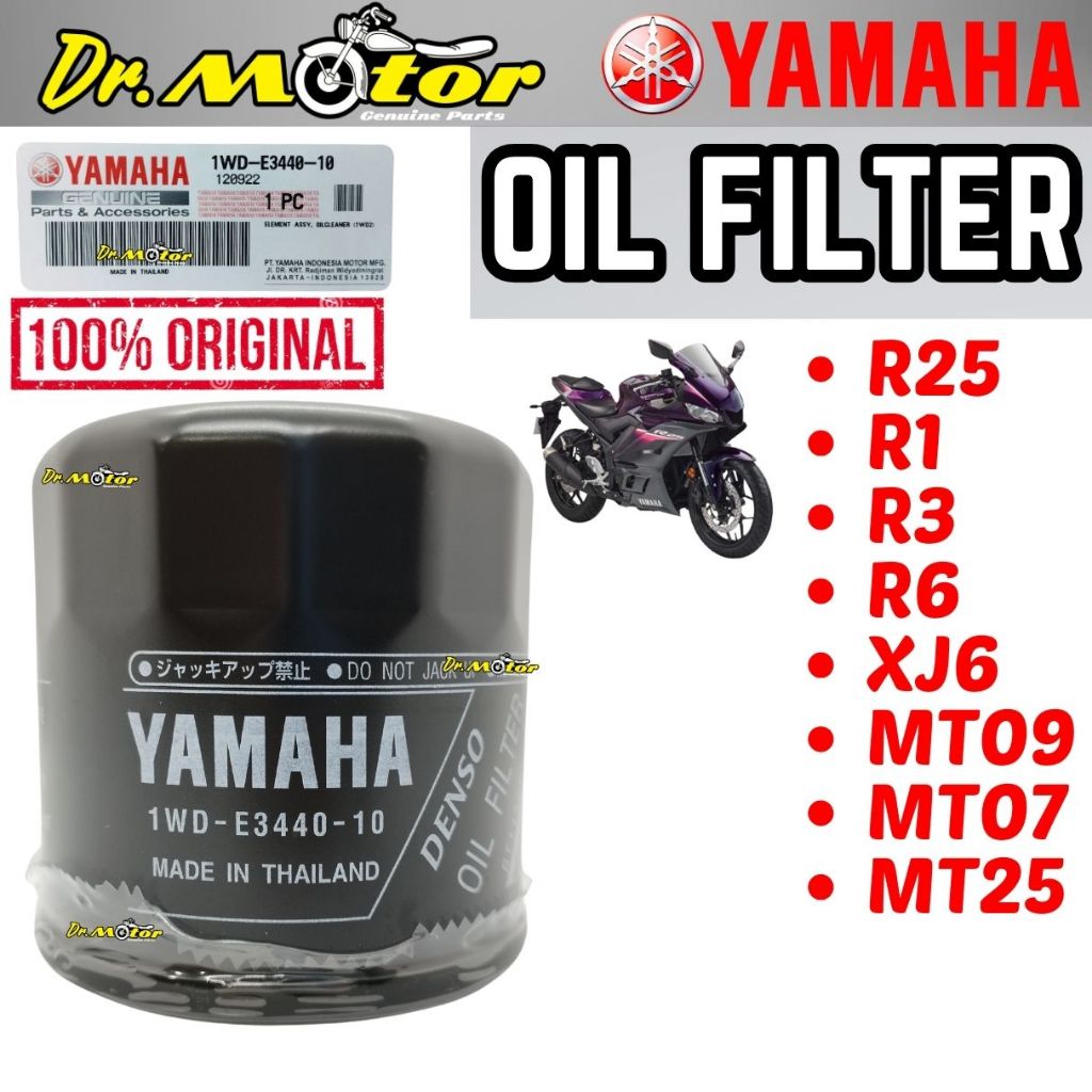 R25 R1 R3 R6 XJ6 MT09 MT07 MT25 Oil Filter Penapis Minyak Hitam Engine ...