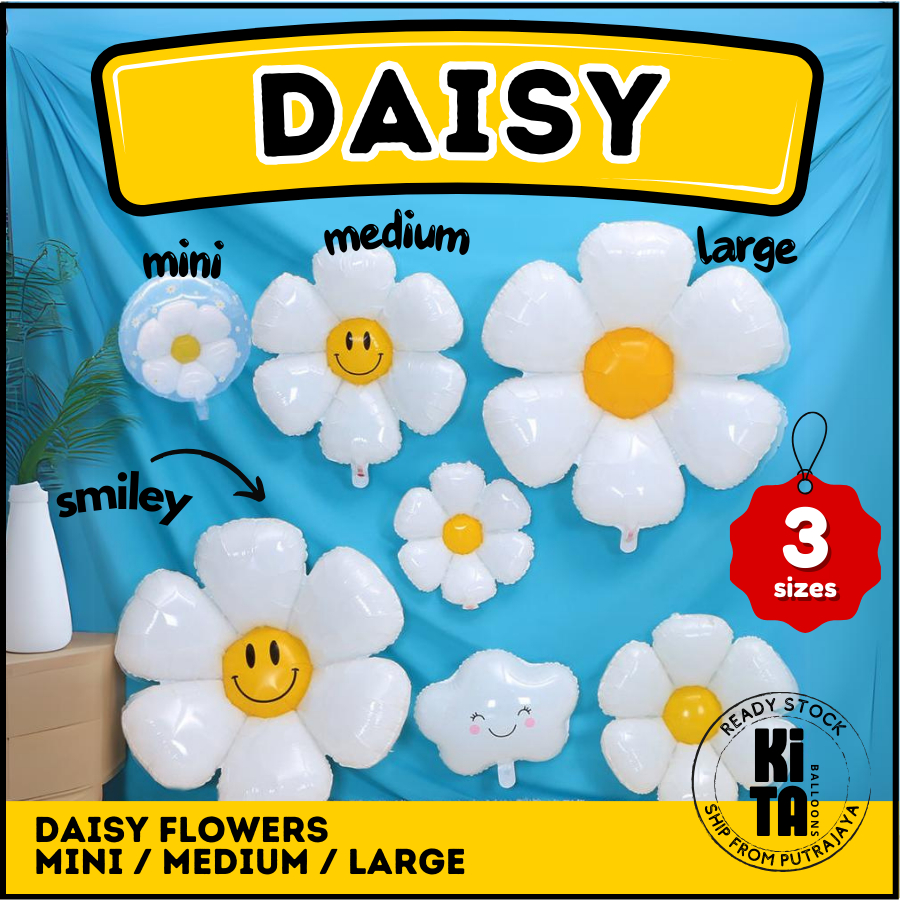 4D Flower Balloon Daisy Cute Sun Flower Foil Belon Bunga Party Birthday ...