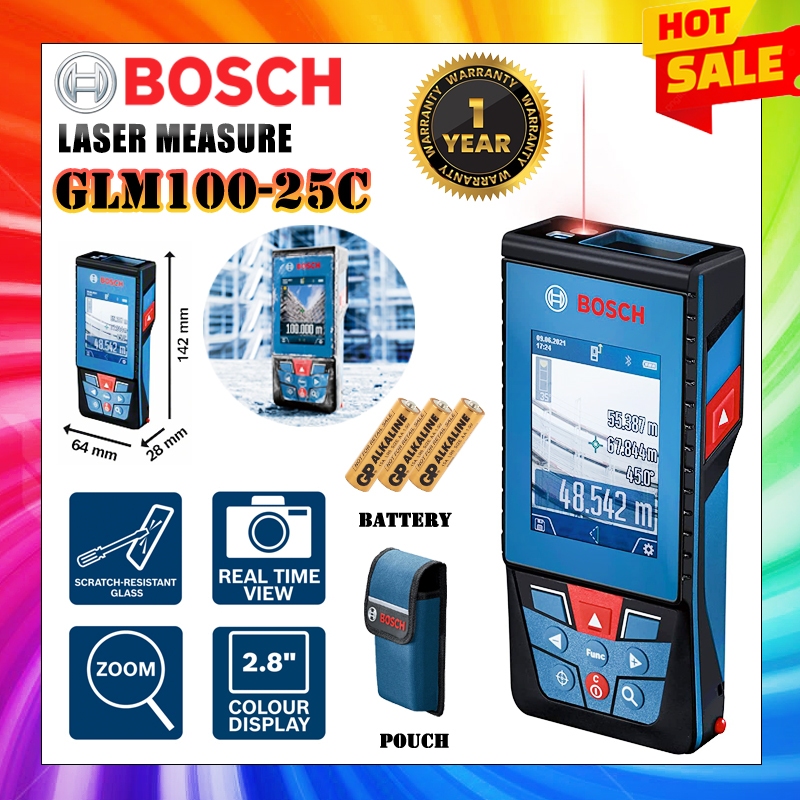 BOSCH GLM100-25C PROFESSIONAL LASER MEASURE GLM 100-25 C | Shopee Malaysia