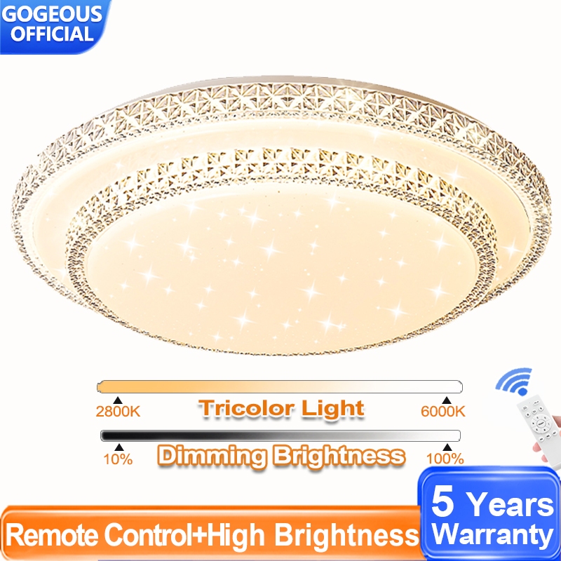 GOGEOUS Diamond Ceiling Light Modern Nordic Tricolor LED Crystal ...
