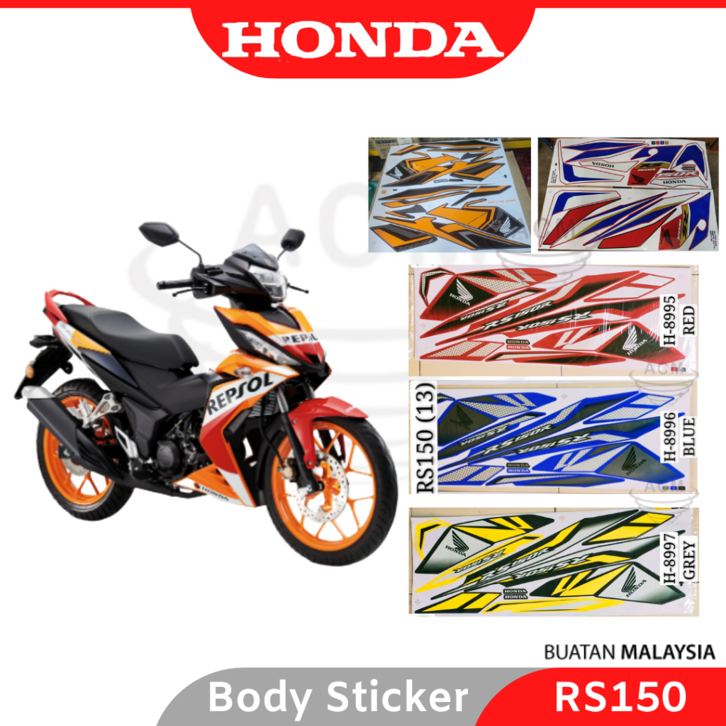 HONDA RS150 Body Cover Set Coverset Stripe Strike Sticker RS 150 Series ...