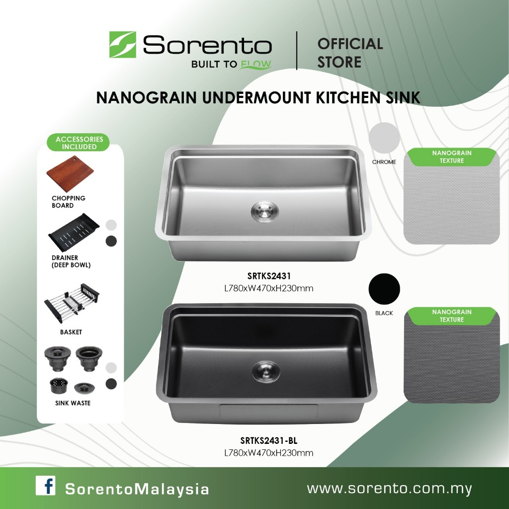 Sorento Nanograin Texture Undermount Kitchen Sink 304 stainless steel ...