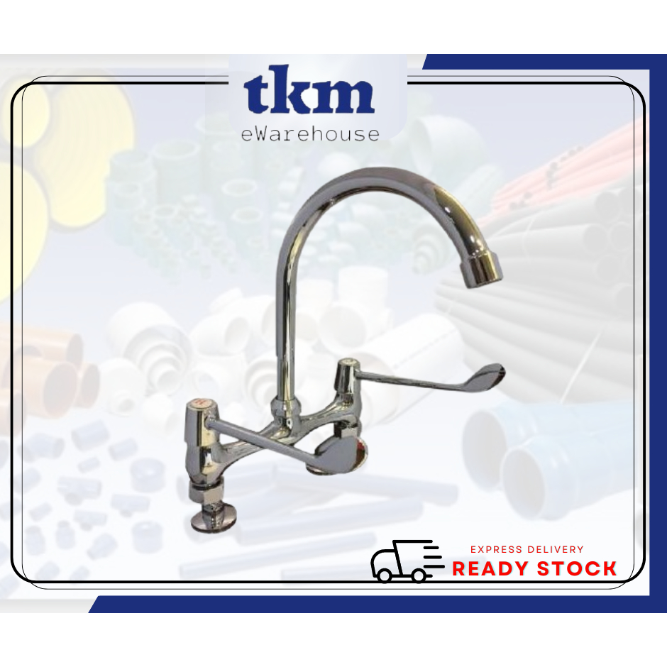 [TKM] medical faucet tap CP Pillar Mounted Elbow Action Lever Handle ...