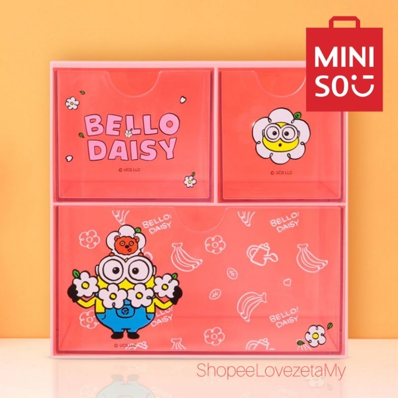 💯🇲🇾 𝙈𝙄𝙉𝙄𝙎𝙊 𝙓 𝙈𝙄𝙉𝙄𝙊𝙉𝙎 3-GRID PLASTIC BOX STORAGE IN PINK BELLO DAISY ...