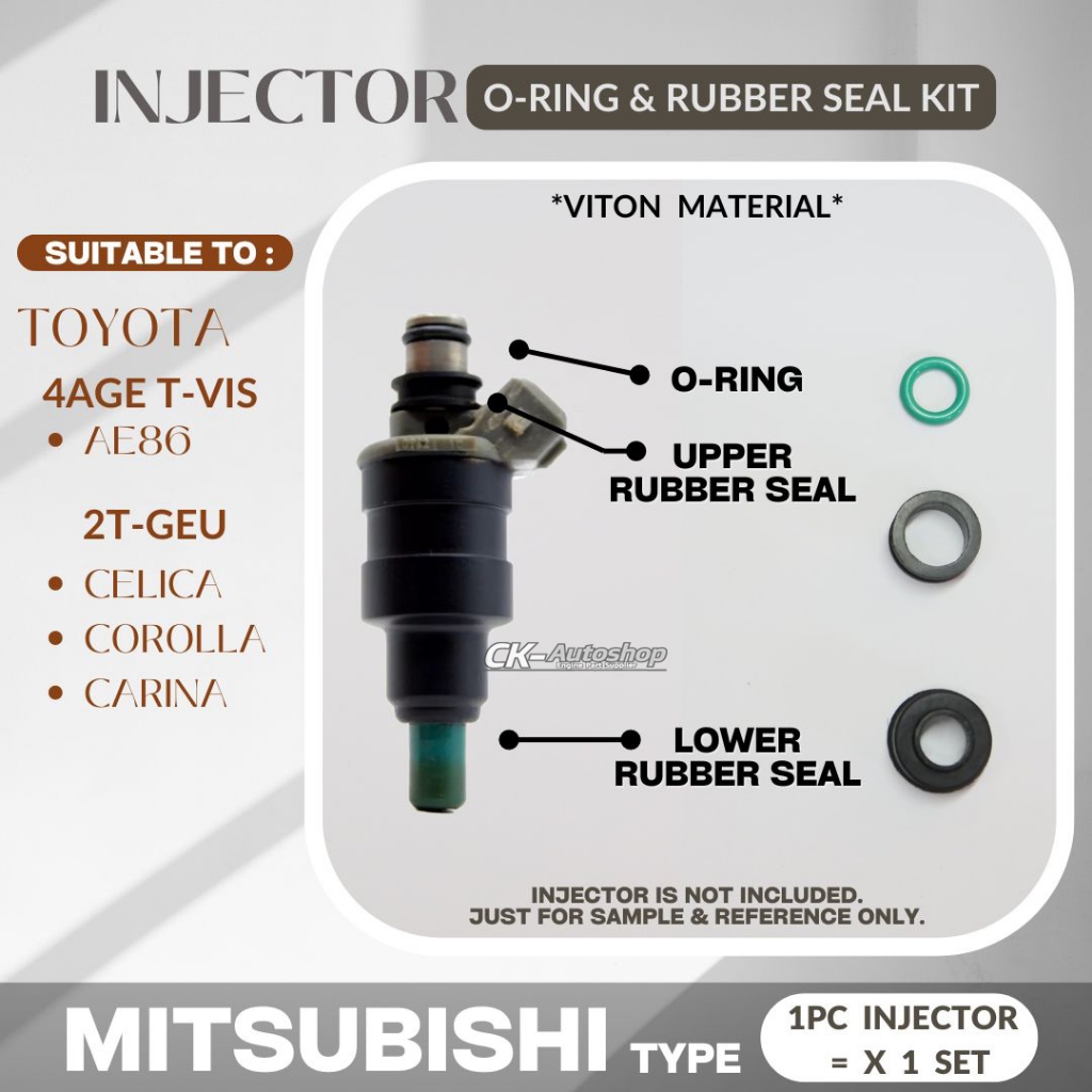 TOYOTA 4AGE Tvis 16V 2TG ( Injector Oil Ring Rubber Seal kit ) AE86 KE70 Corolla TE25 Te71 ...