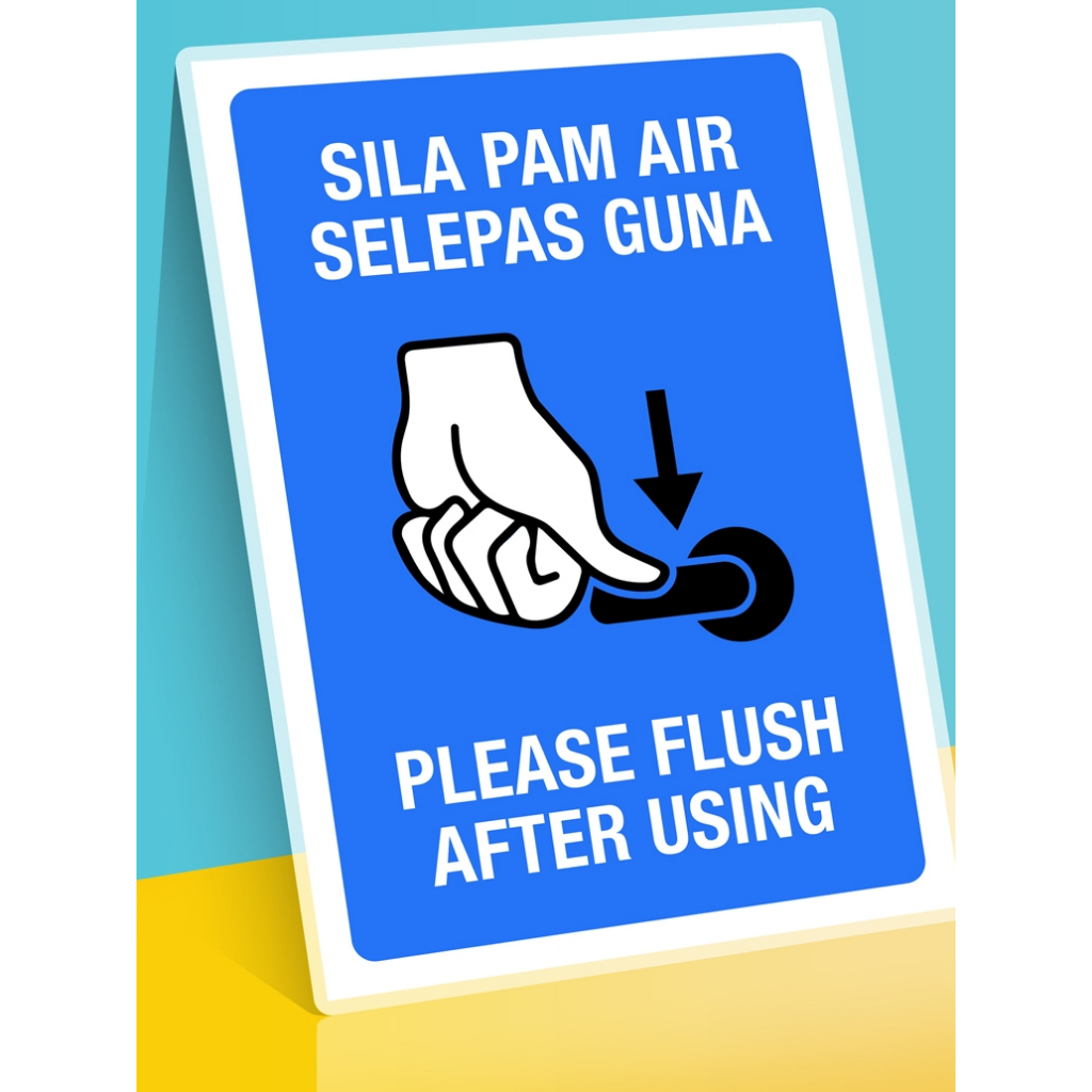 [Laminated Poster] A4 Size Papan Tanda Signage Hygiene Toilet Flush ...