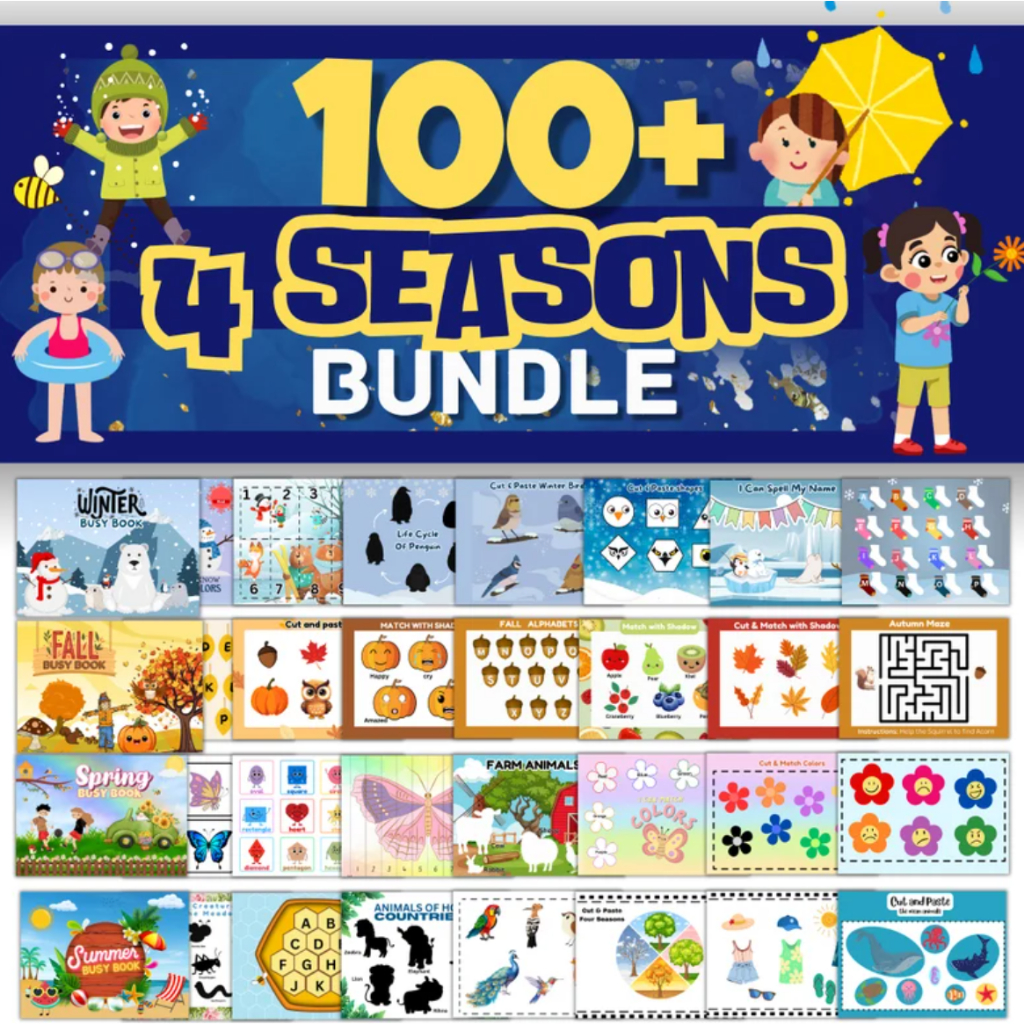 PDF] 4 Seasons Set Spring Summer Autumn Winter Busy Quiet Book Learning ...