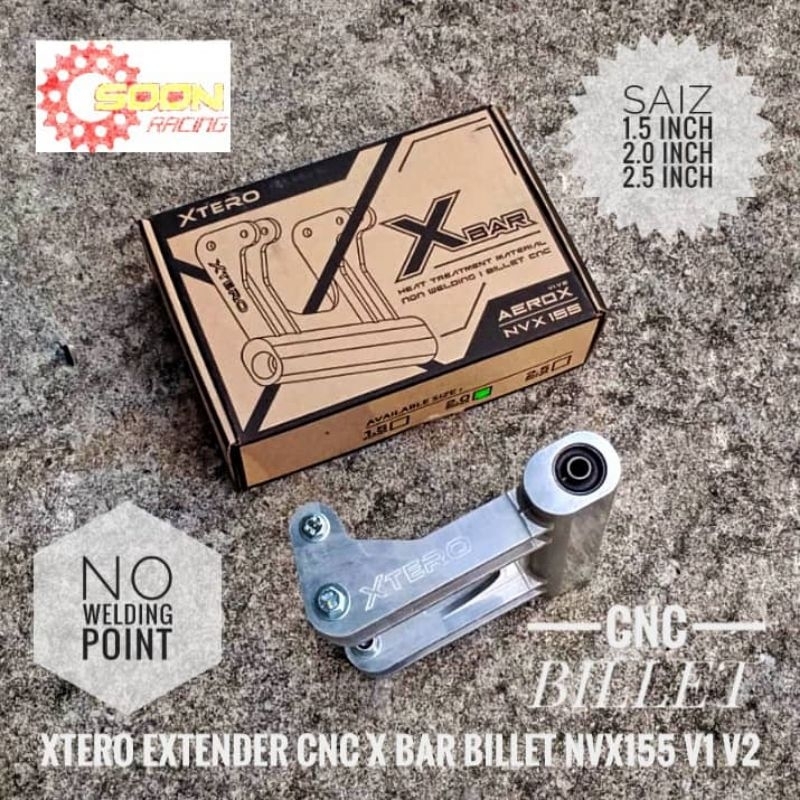 XTERO NVX EXTENDER CNC X BAR BILLET ADD 1.5 INCH 2.0 INCH YAMAHA NVX155 ...