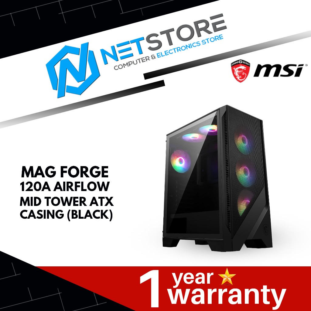 MSI MAG FORGE 120A AIRFLOW MID TOWER ATX CASING (BLACK) - FORGE 120A-BK ...