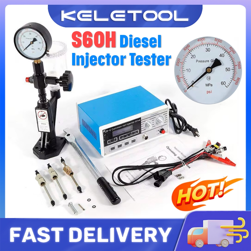 S60H Diesel Fuel Injector Nozzle Tester Fuel Oil Gauge Diagnostic Tool ...