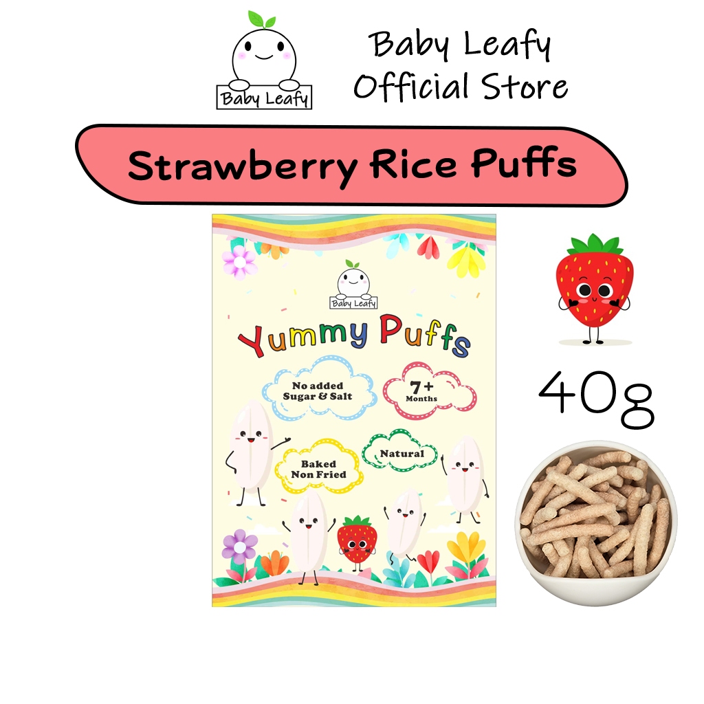 Baby Leafy Yummy Puffs Rice Stick 7m+ - Strawberry (40g) | Shopee Malaysia