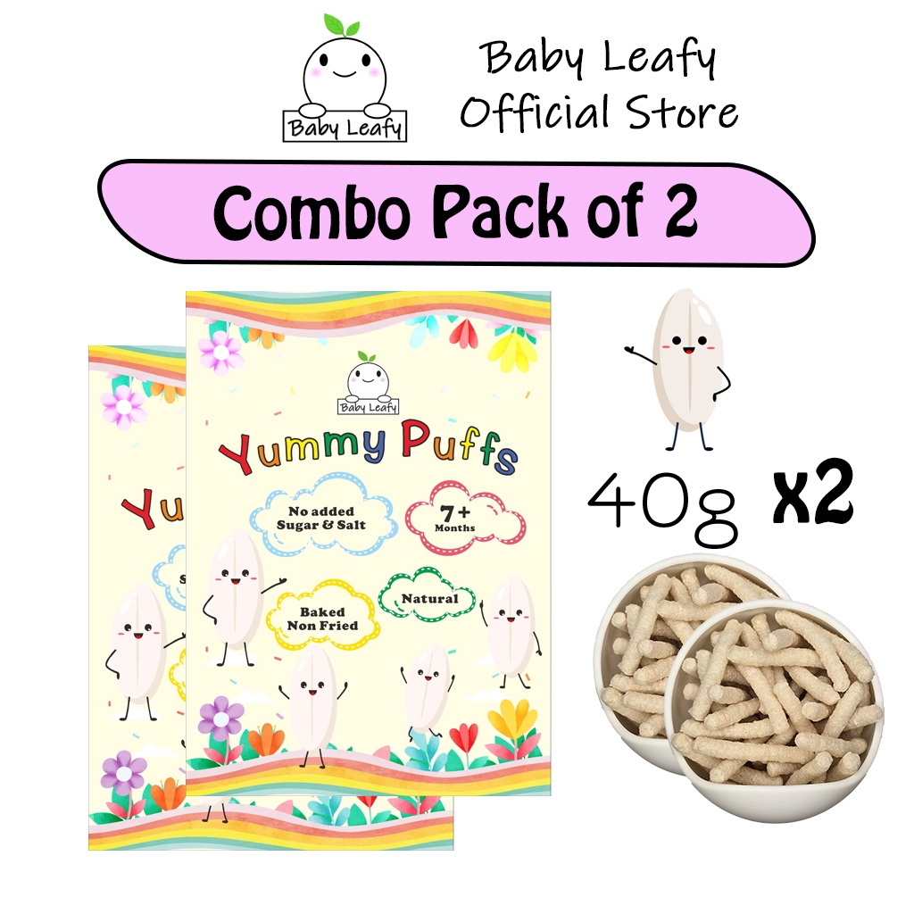Baby Leafy Yummy Puffs Rice Stick 7m+ (40g x 2 Packs) | Shopee Malaysia