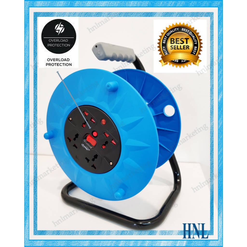 PROSMK 4 WAYS 13A UNIVERSAL SOCKET Power Reel Electric Retractable ...