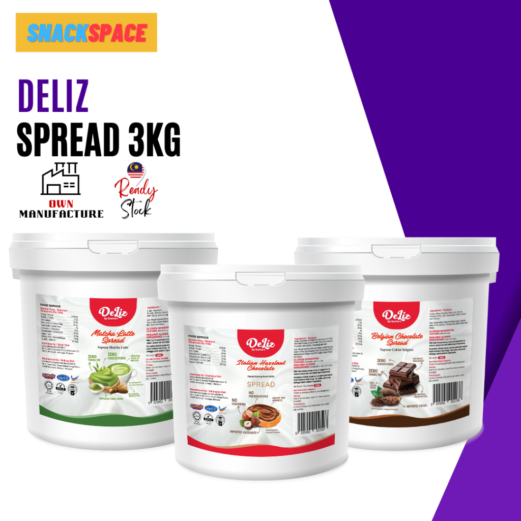 Deliz Spread Hazelnut, Matcha & Belgian Chocolate 3KG/Deliz Sapuan ...