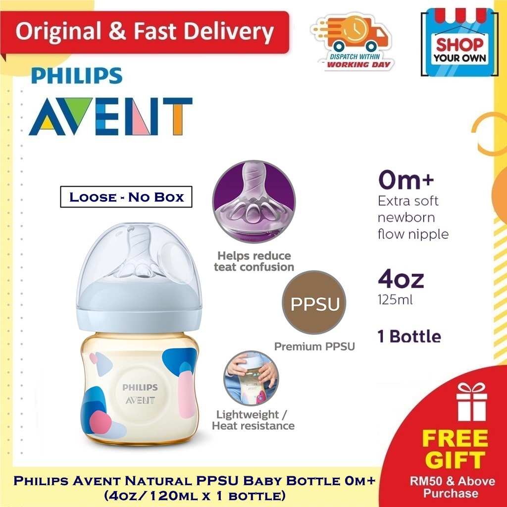 Philips Avent Natural PPSU Baby Bottle 0m+ (4oz/120ml x 1 bottle) - No Box | Shopee Malaysia
