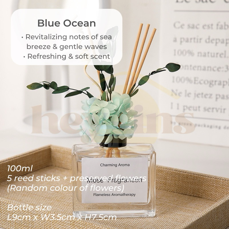 Natural Plant Aromatherapy Reed Diffuser with Preserved Fresh Flower ...