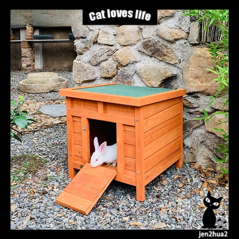 Solid wood rainproof rabbit house rabbit cage rabbit nest villa home ...