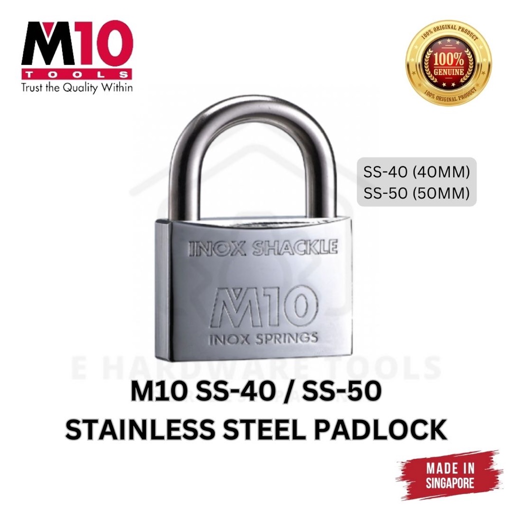 M10 Stainless Steel Shackle Padlock SS-40 SS-50 | Shopee Malaysia