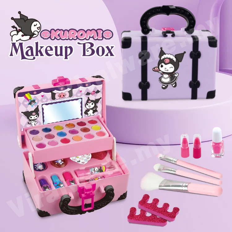 32PCS Kuromi Make Up Kids Girls Real Makeup Kit Washable Non-toxic Make ...