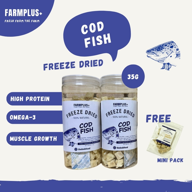 【FARMPLUS+】🔥4 FREE 1🔥 Freeze Dried Cod Fish for Pets | dog treats cat ...