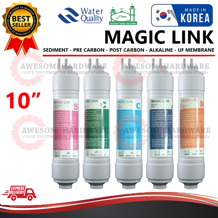 MAGIC LINK KOREA HALAL 10" U TYPE WATER FILTER CARTRIDGE REFILL (SEDIMENT, UDF CARBON, CTO ...