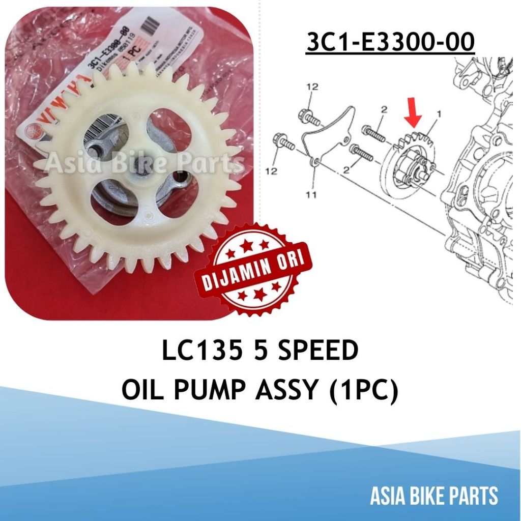 Yamaha Original LC135 5 Speed 5S Oil Pump Assy - 3C1-E3300-00 | Shopee Malaysia