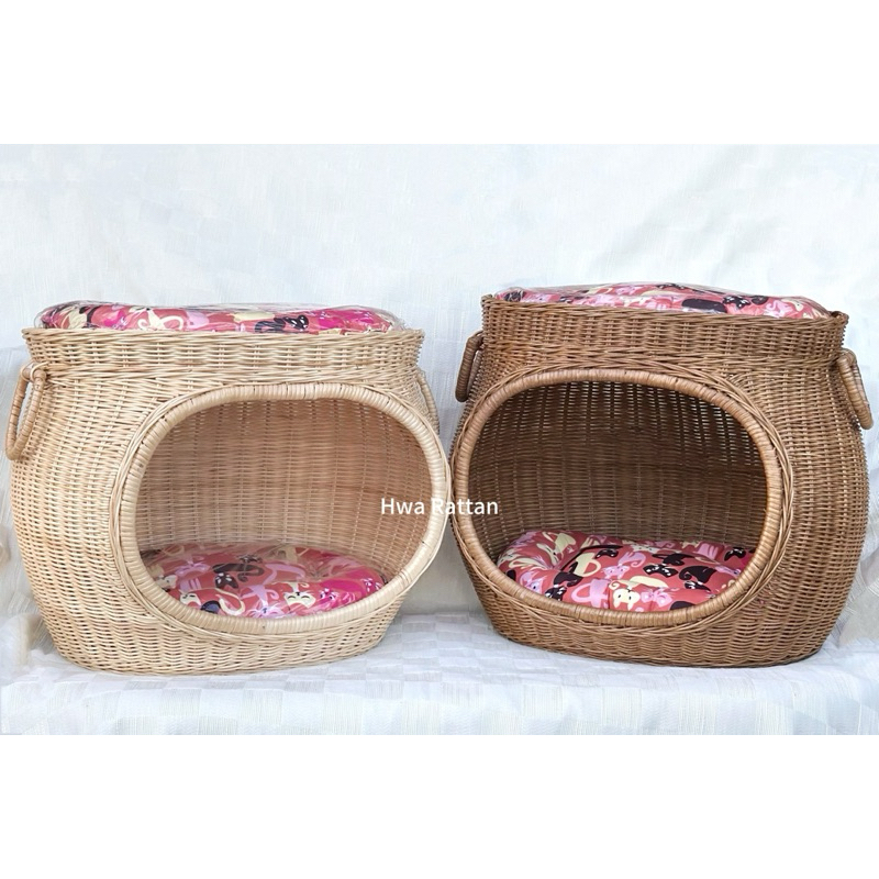 Rattan pet house bed Cat house Pet basket Rumah haiwan pelihara rotan ...