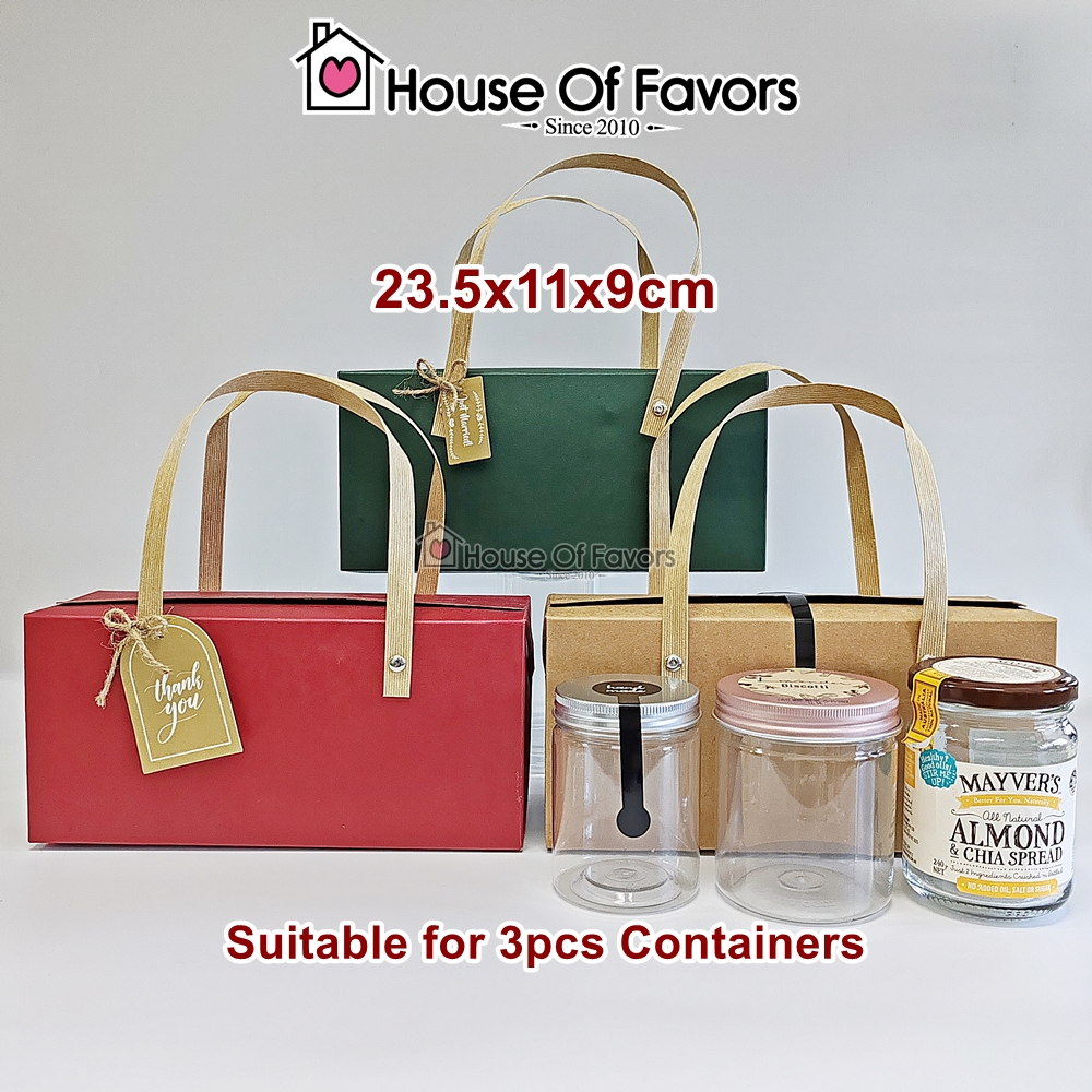 10pc 23.5x11x9cm Kraft Gift Box with Handle Kotak Balang Biskut Kuih ...