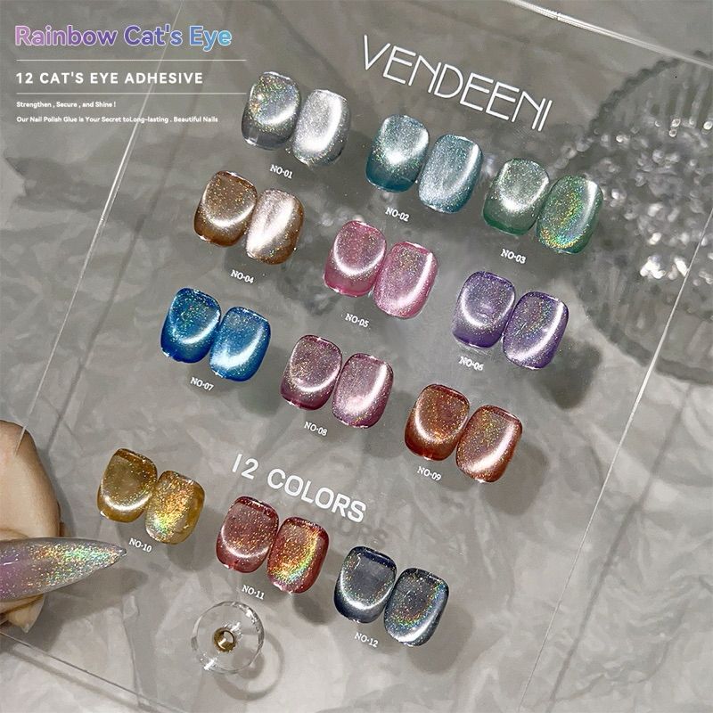VENDEENI 12色爆闪彩虹镭射猫眼甲油胶 RAINBOW CAT EYE GEL POLISH 15ML | Shopee Malaysia