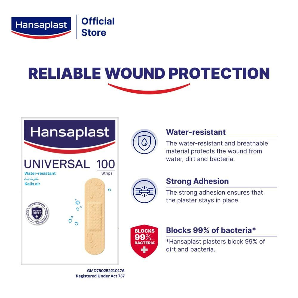 Hansaplast Universal Wound Plasters Water Resistant/Breathable/Strong Adhesion (10/20/40/100 ...