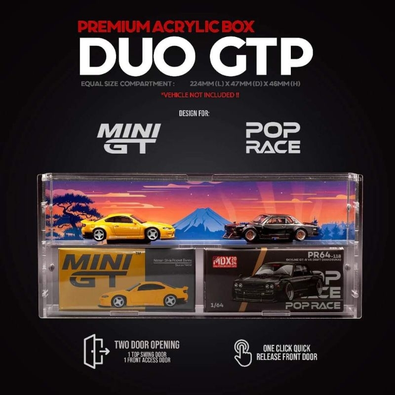 DUO GTP MiniGT Acrylic Display Box for 1:64 Die-cast Car Model Display ...