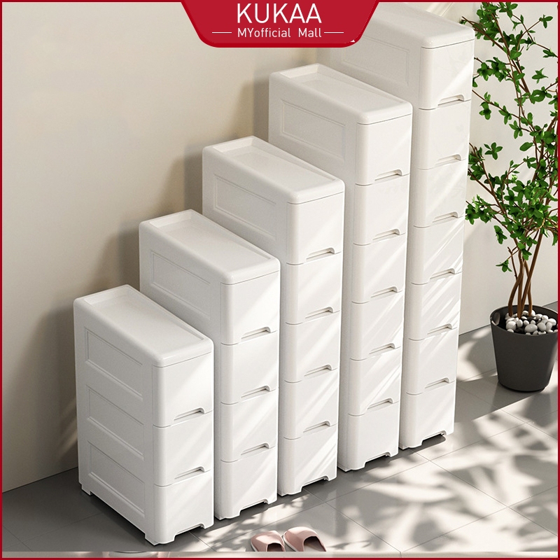 Kukaa 5 Tier Plastic Slim Drawer Box Storage Cabinet Organizer Rak ...